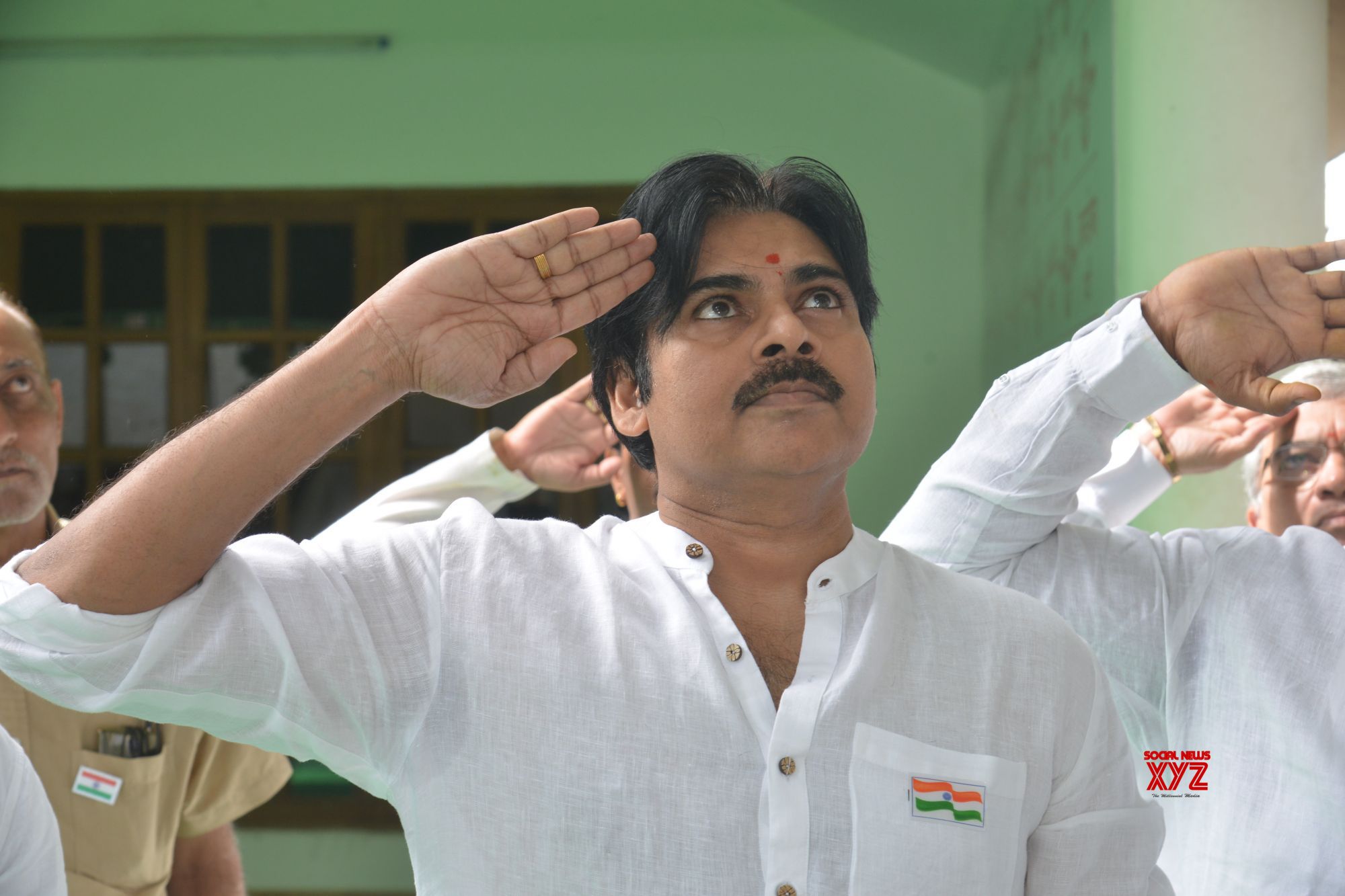 Janasena Party Chief Pawan Kalyan Flag Hoisting At Party Office Gallery - Social News XYZ