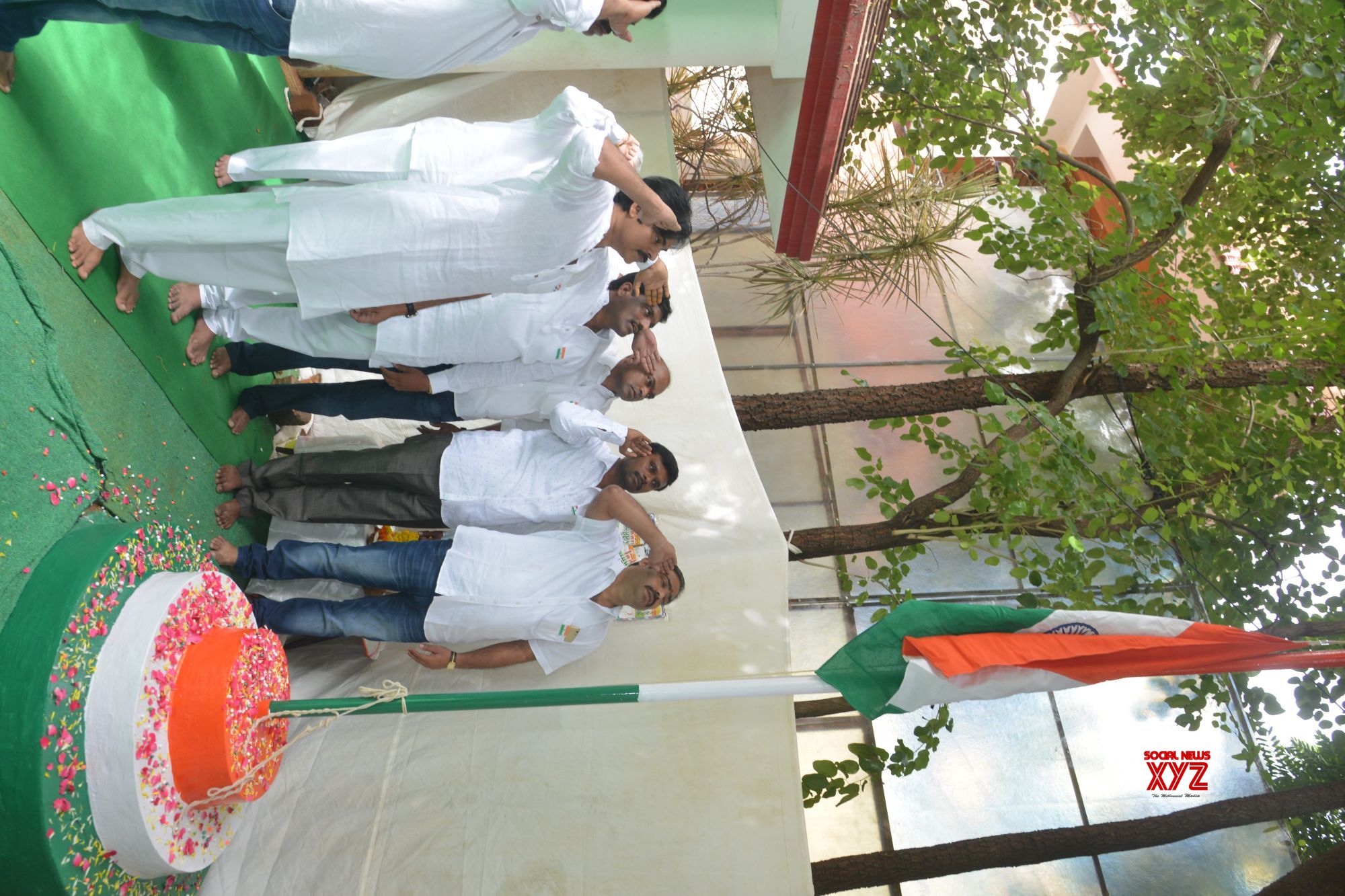 Janasena Party Chief Pawan Kalyan Flag Hoisting At Party Office Gallery - Social News XYZ