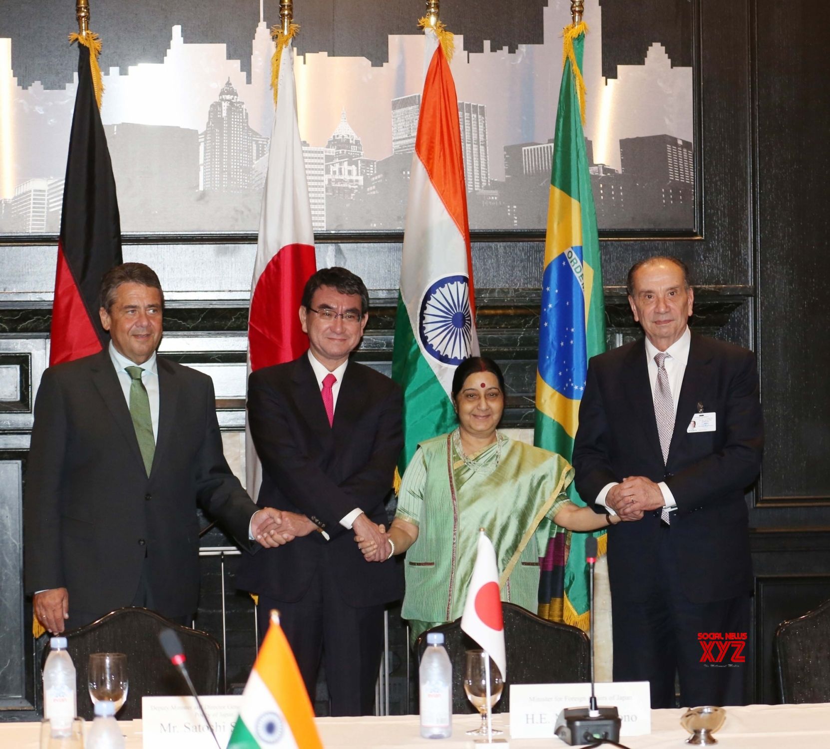 New York: Sushma Swaraj meeting foreign ministers of G4 countries ...