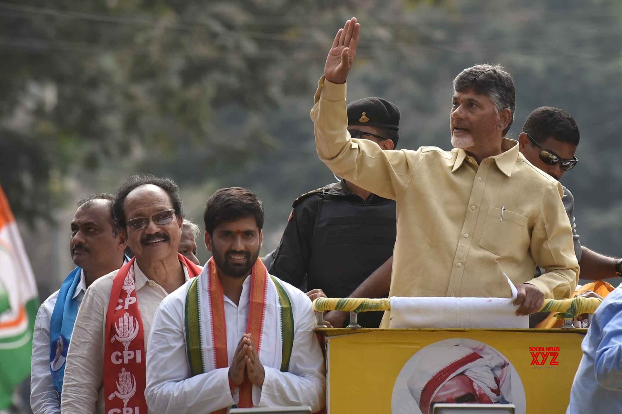 Hyderabad: Chandrababu Naidu during a TDP roadshow #Gallery - Social News XYZ