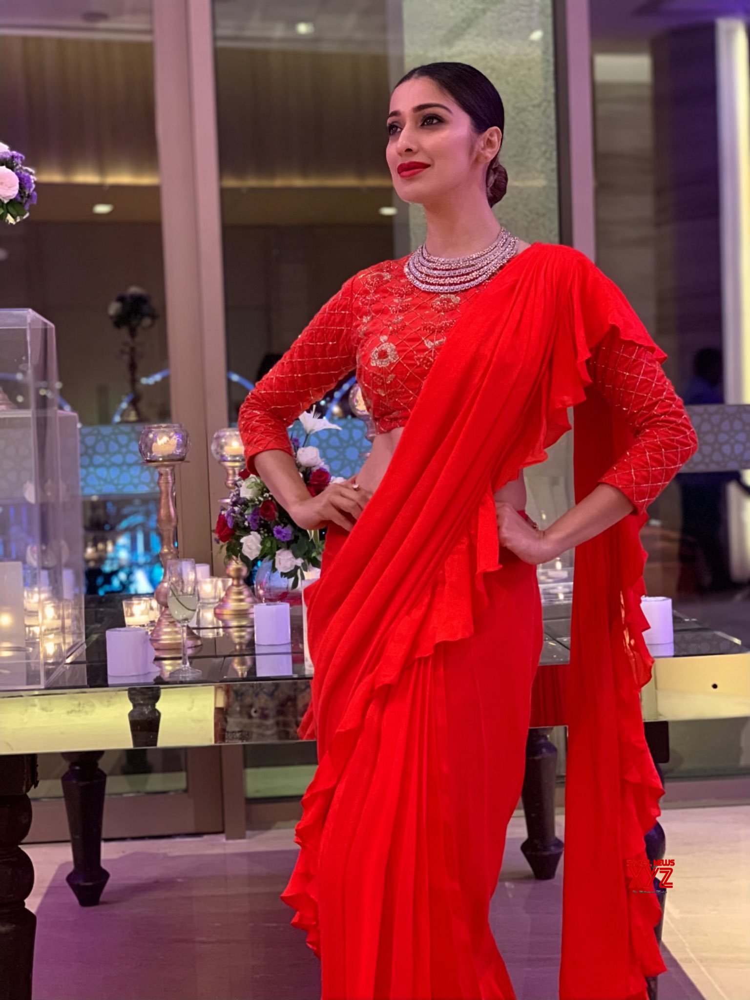 Actress Lakshmi Raai Stills Slaying In Red - Social News XYZ