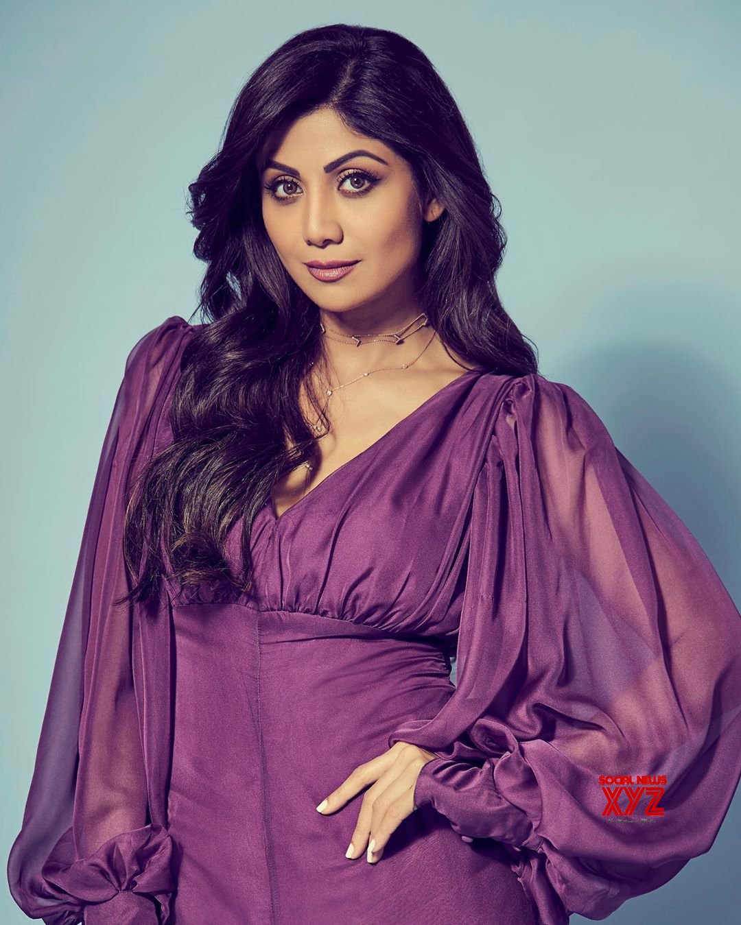 Actress Shilpa Shetty Fun Stills In All Purple - Social News XYZ
