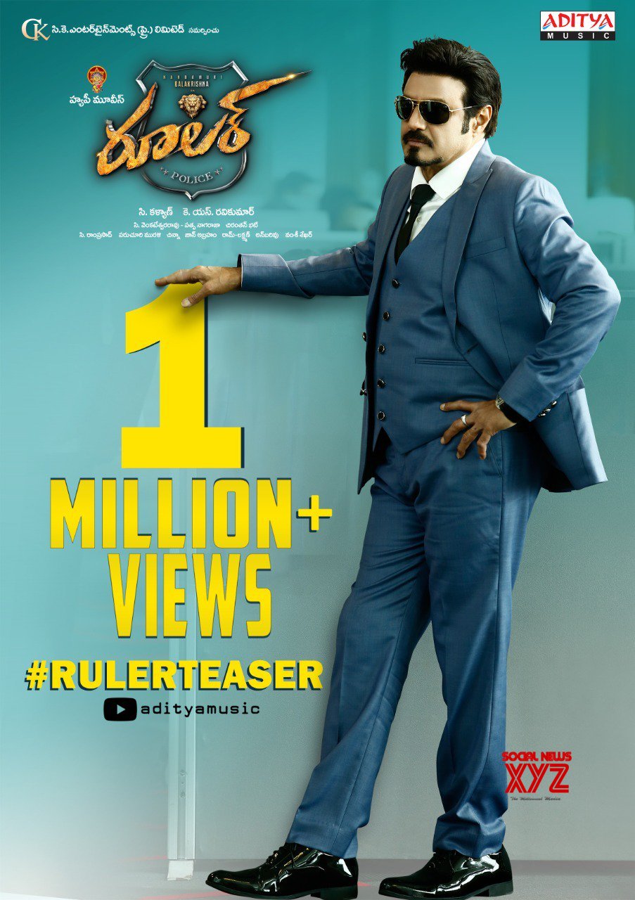 Nandamuri Balakrishna's Ruler Teaser 1 Million Views Poster - Social ...