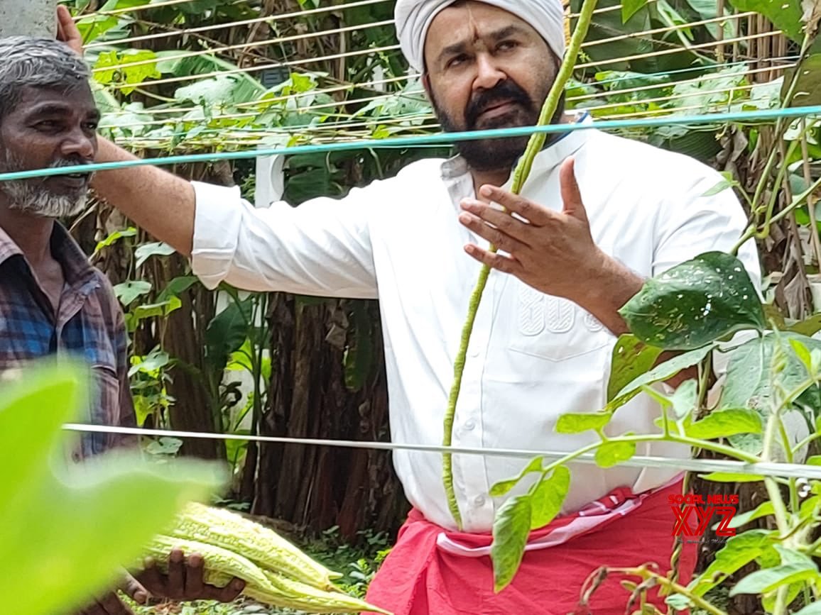 Mohan Lal Stills From Organic Farming At His Home - Social News XYZ