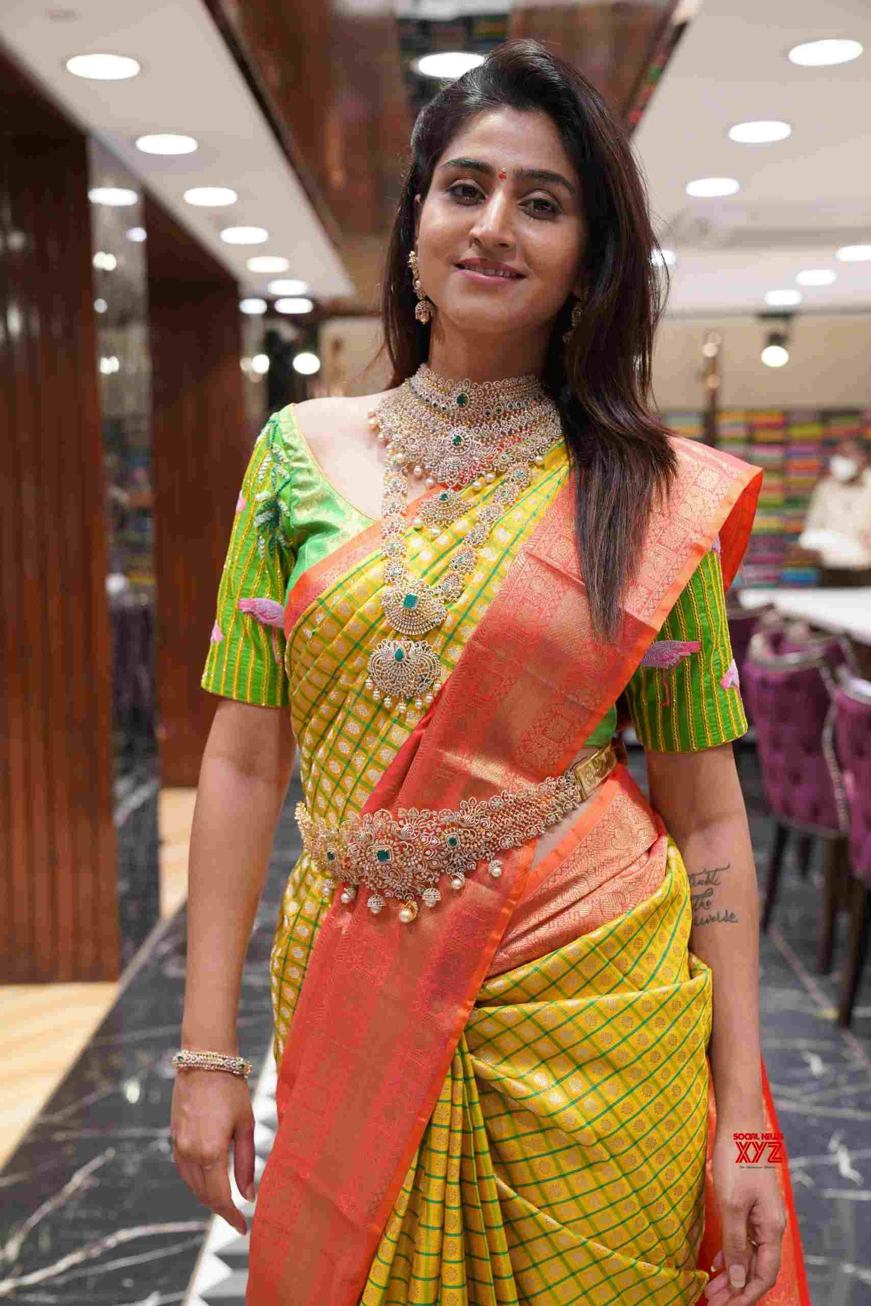 Actress Varshini HD Stills From Brand Mandir Wedding Saree Showroom ...