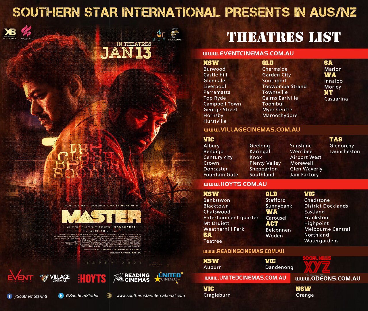 Thalapathy Vijay's Master Movie Australia Theaters List - Social News XYZ