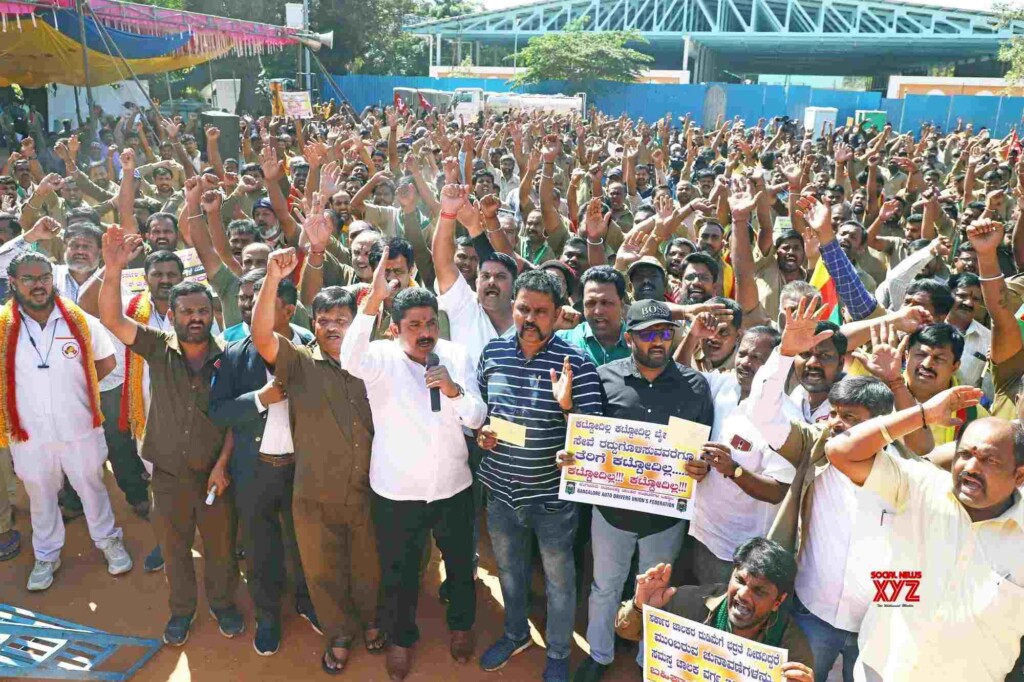 Bengaluru: Members of Bangalore Auto Drivers Union's Federation raise ...