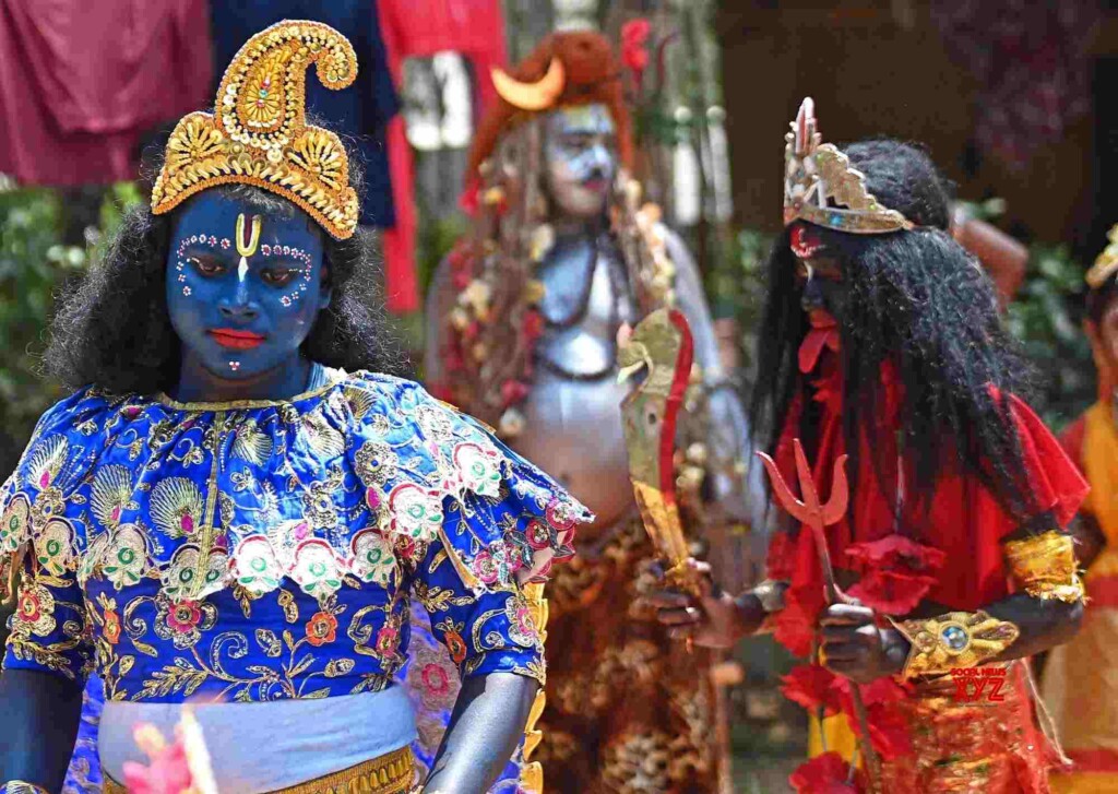 : Agartala: Devotees dressed as Hindu deities during the 'Shiber Gajan ...