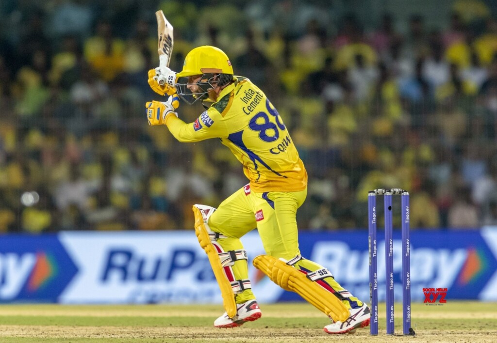 : Chennai : Chennai Super Kings' Devon Conway plays a shot #Gallery - Social News XYZ