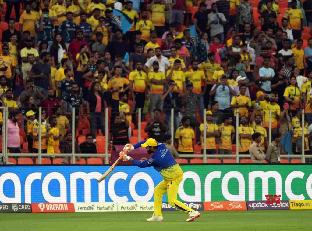 Ahmedabad : Ravindra Jadeja of Chennai Super Kings during a practice ...