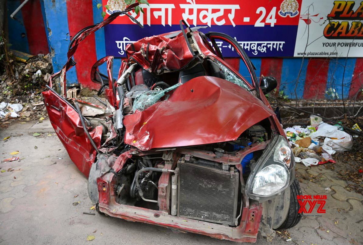 Noida: A damaged car involved in a fatal road accident #Gallery ...