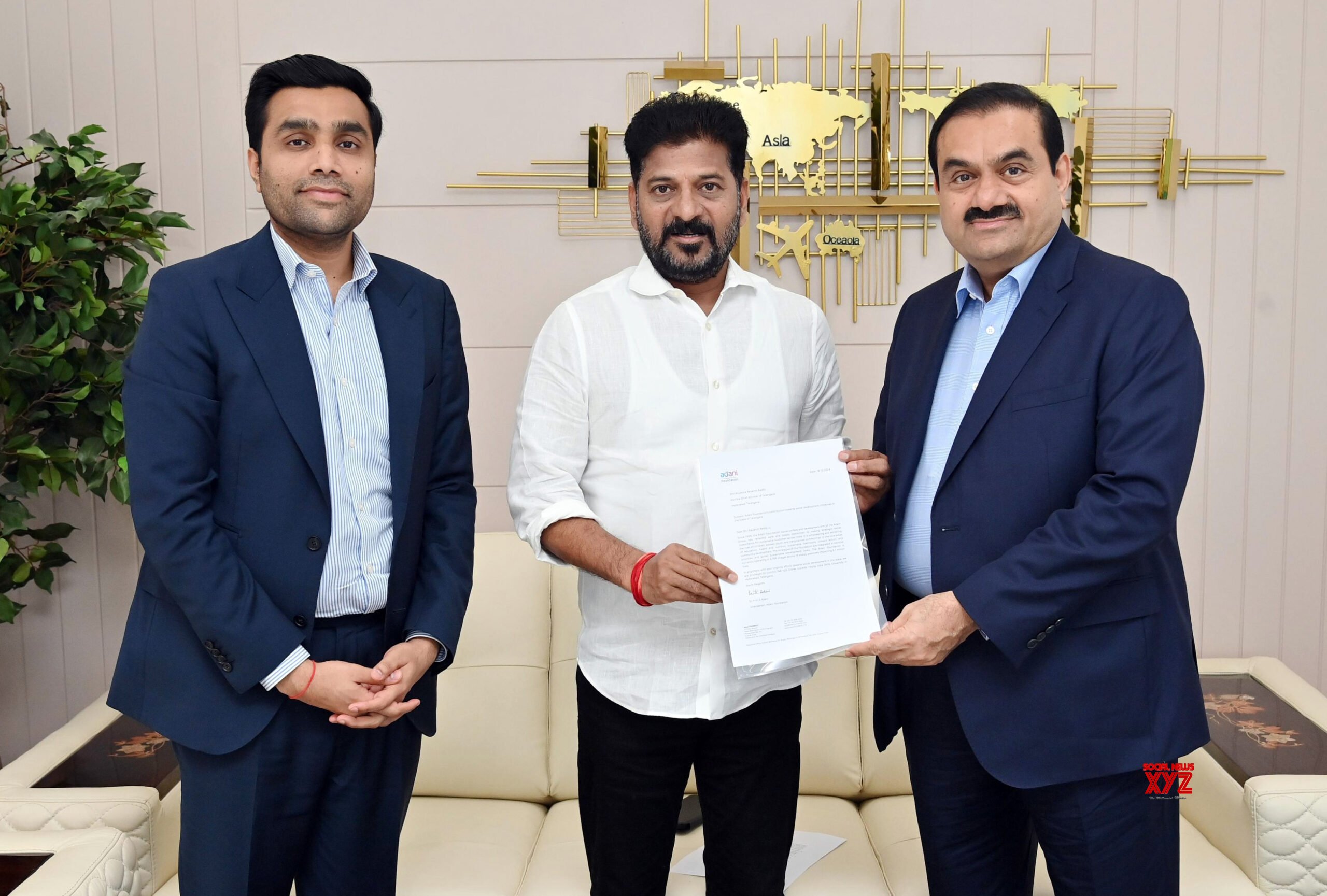 Hyderabad : Chairperson of Adani Group, Gautam Adani, meets with Telangana CM Revanth Reddy - # ...