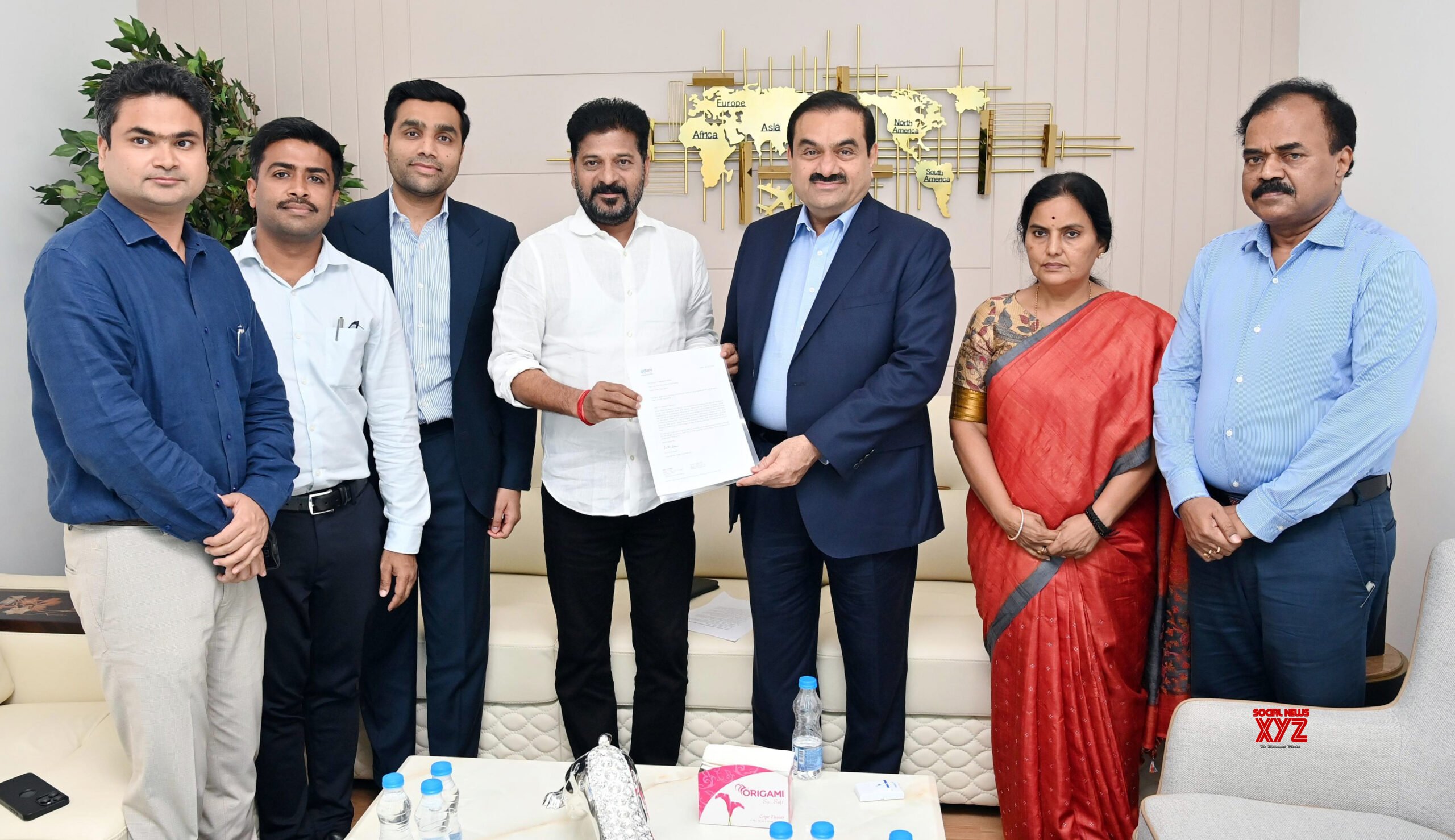 Hyderabad : Chairperson of Adani Group, Gautam Adani, meets with Telangana CM Revanth Reddy - # ...