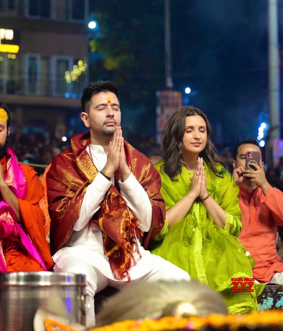 Varanasi: AAP MP Raghav Chadha and Parineeti Chopra at Evening Aarti # ...