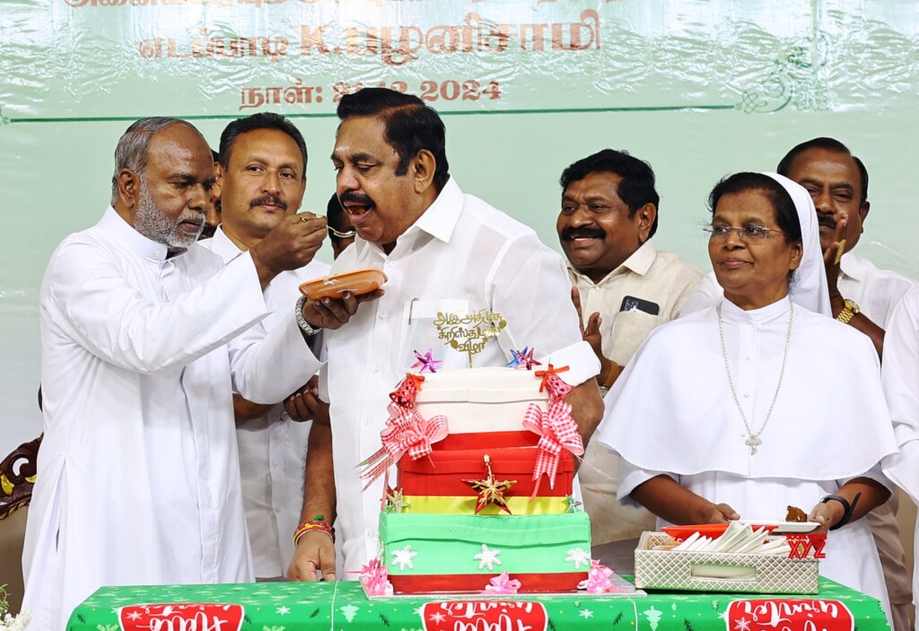 Chennai: AIADMK General Secretary Edappadi K. Palaniswami takes part in a Christmas celebration ...