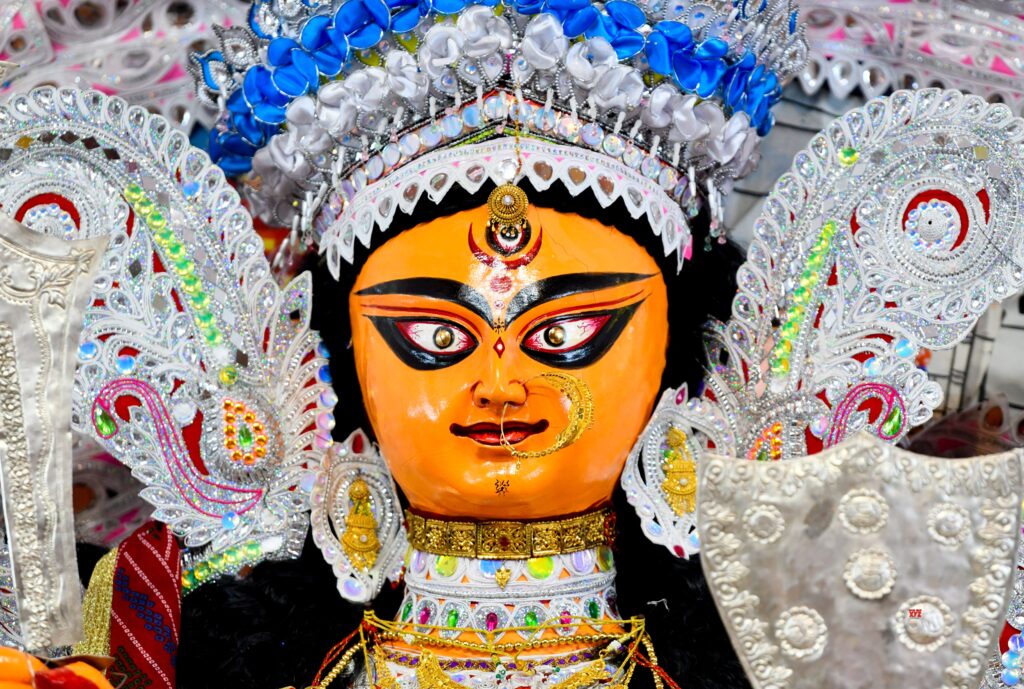 Patna: An idol of Goddess Durga is on display at a puja pandal #Gallery ...